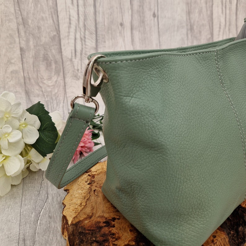 Sage Green Leather Shoulder Bag Genuine Leather Handbag - Etsy