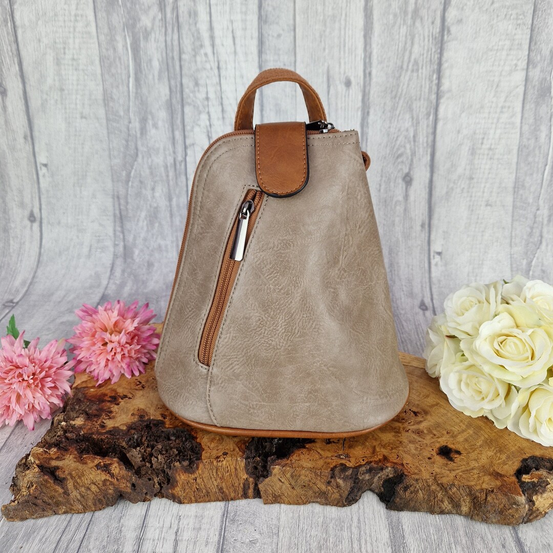 Mini Beige & Brown Rucksack Backpack Cute Chic Small Backpack Travel ...