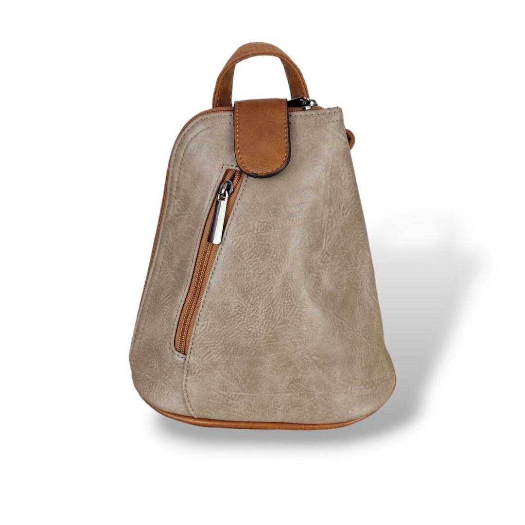 Mini Beige & Brown Rucksack Backpack | Cute Chic Small Backpack ...
