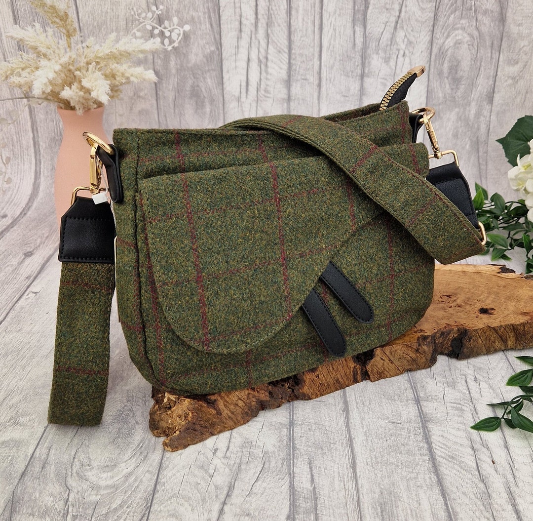 Oblique Jacquard Inspired Saddle Bag. Tweed Style Cross Body Shoulder ...