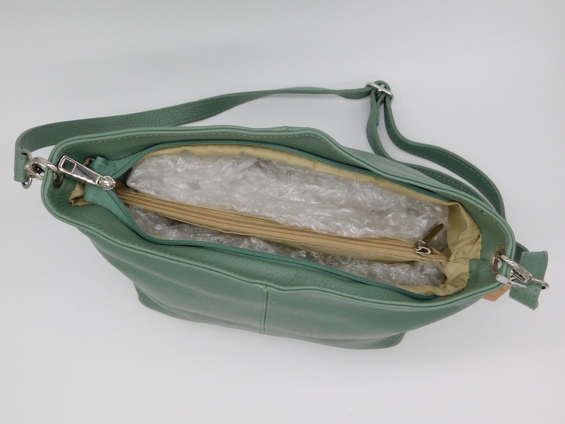 Sage Green Leather Shoulder Bag: Italian Pebbled Leather Handbag - Etsy