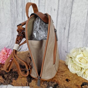 Mini Beige & Brown Rucksack Backpack | Cute Chic Small Backpack ...