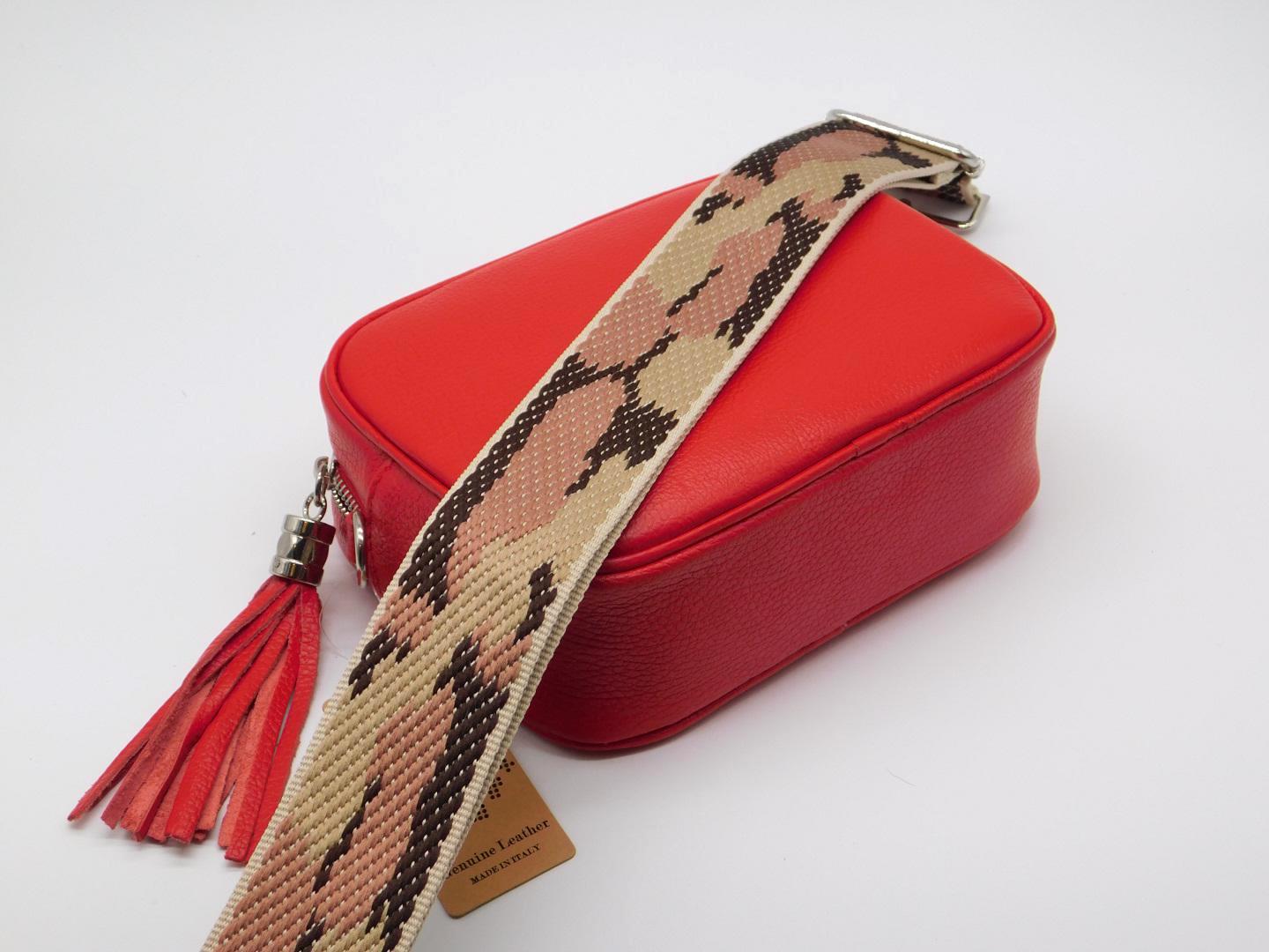 Red Italian Leather Crossbody Bag: Handmade Tassel Shoulder Bag - Etsy
