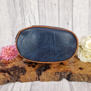 Mini Navy Blue & Brown Backpack Cute Chic Small Backpack Travel Bag ...