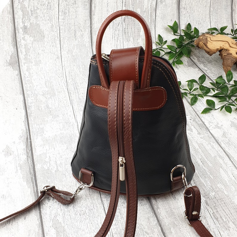 Mini Black & Brown Leather Backpack Leather Backpack Mini - Etsy