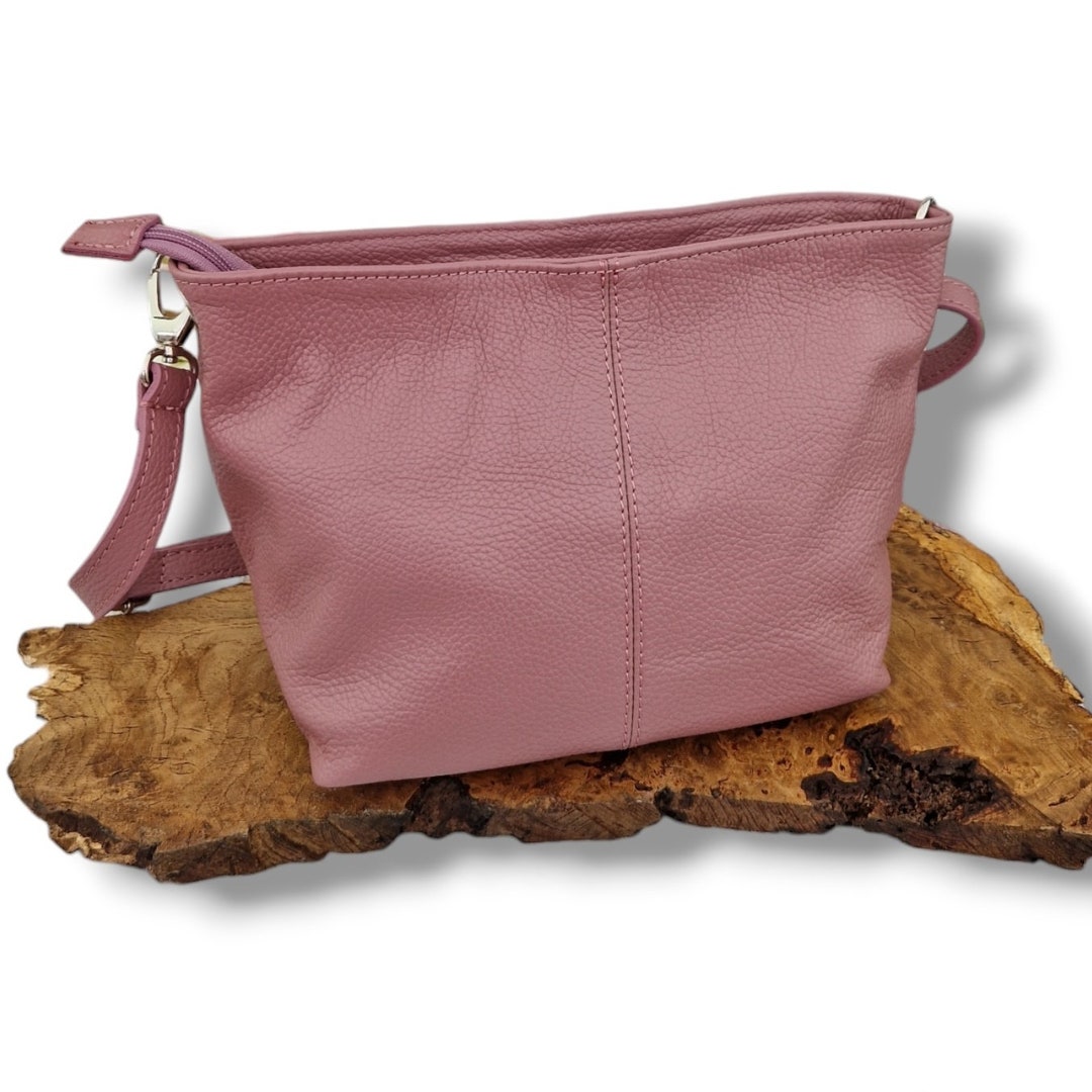 Blush Dusky Pink Leather Shoulder Bag | Genuine Leather Handbag ...