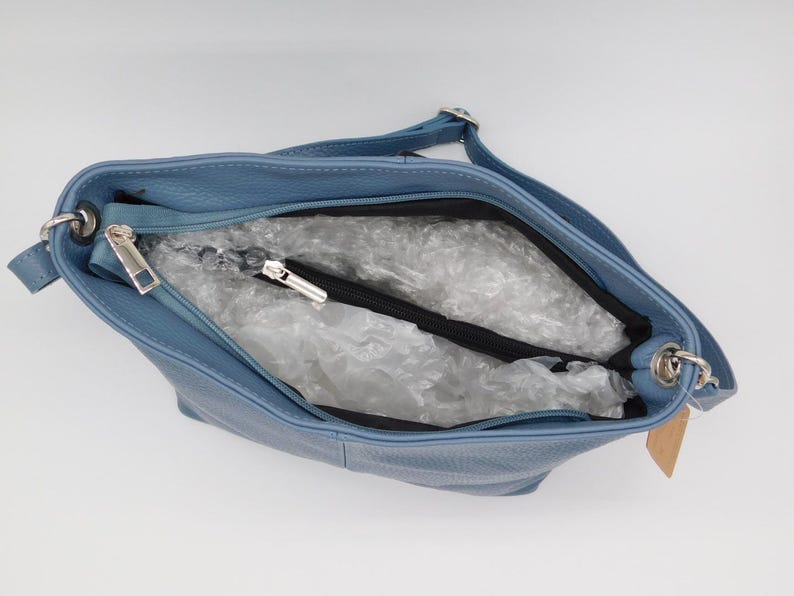 Dusty Blue Italian Leather Shoulder Bag: Handmade Crossbody Handbag - Etsy