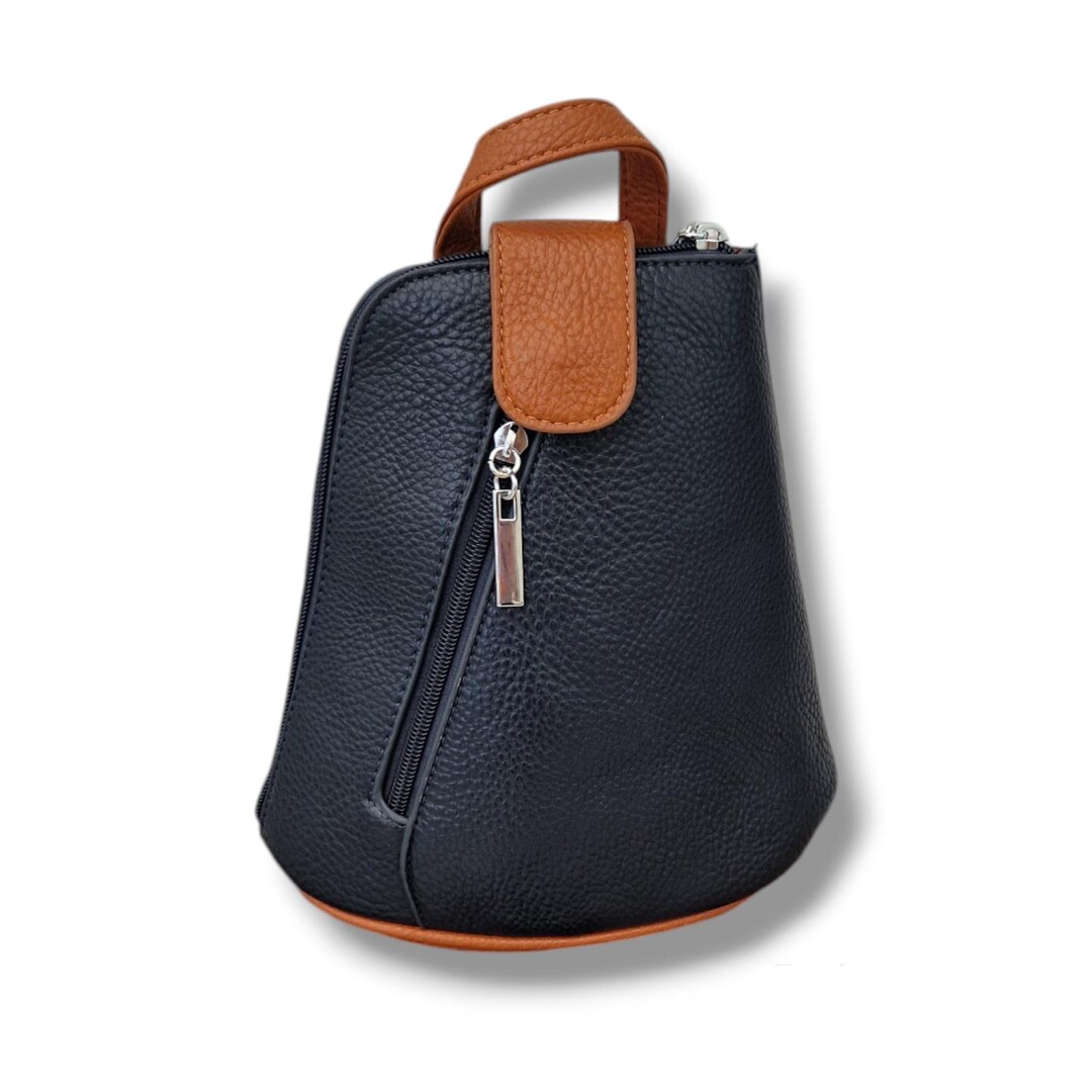 Mini Navy & Brown Backpack Cute Small Backpack Travel Bag Mini Backpack ...