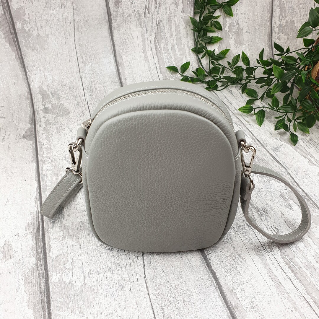 Grey Italian Leather Bag. Womens Grey Cross Body Bag. Genuine Leather ...