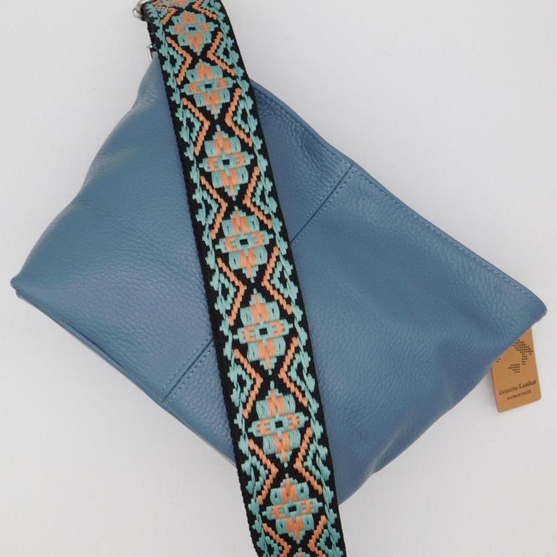 Dusty Blue Italian Leather Shoulder Bag: Handmade Crossbody Handbag - Etsy