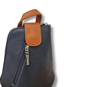 Mini Navy & Brown Backpack Cute Small Backpack Travel Bag Mini Backpack ...