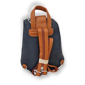 Mini Navy & Brown Backpack Cute Small Backpack Travel Bag Mini Backpack ...