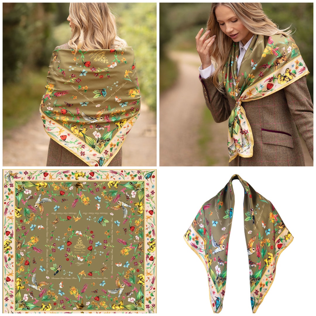 100% Luxurious Silk Extra Large Square Scarf Shawl Wrap for Women 39x39 ...