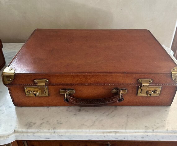 Antique Leather Briefcase/Suitcase handmade in London. - Gem
