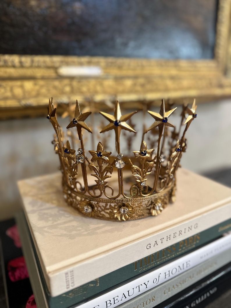 Large Brass Antique Replica Crown - Etsy