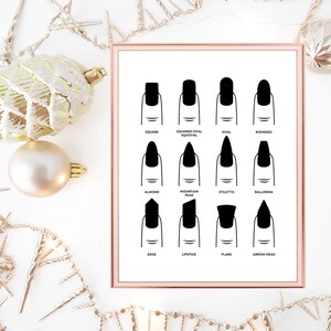 Nail Shapes | Instant Digital Download | Monochrome/ Black and White ...
