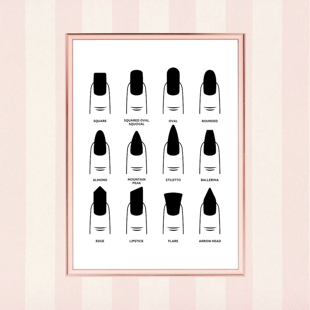 Nail Shapes Instant Digital Download Monochrome/ Black and - Etsy UK