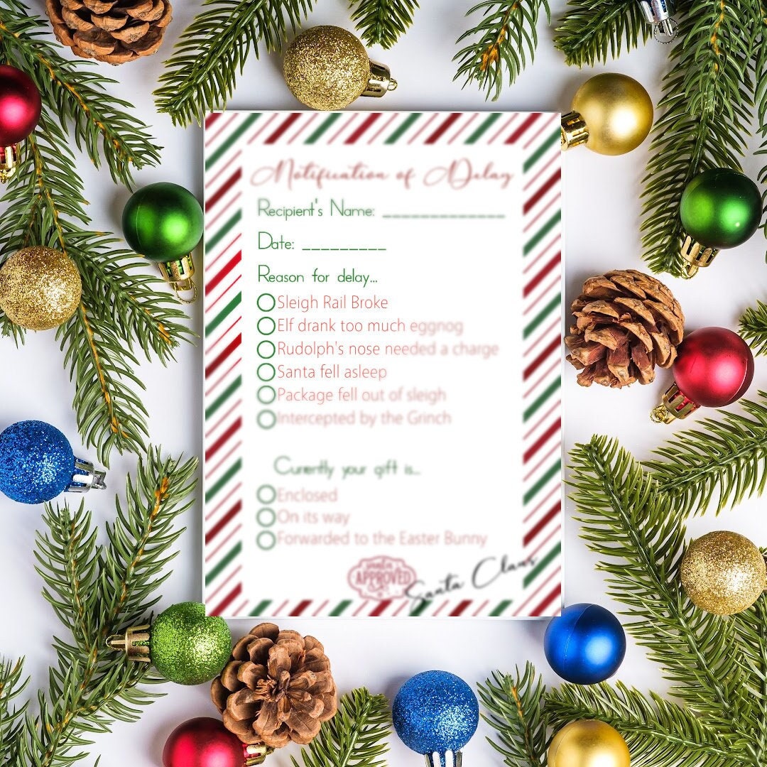 Delayed Christmas Gift Letter From Santa Notification of Late Present ...