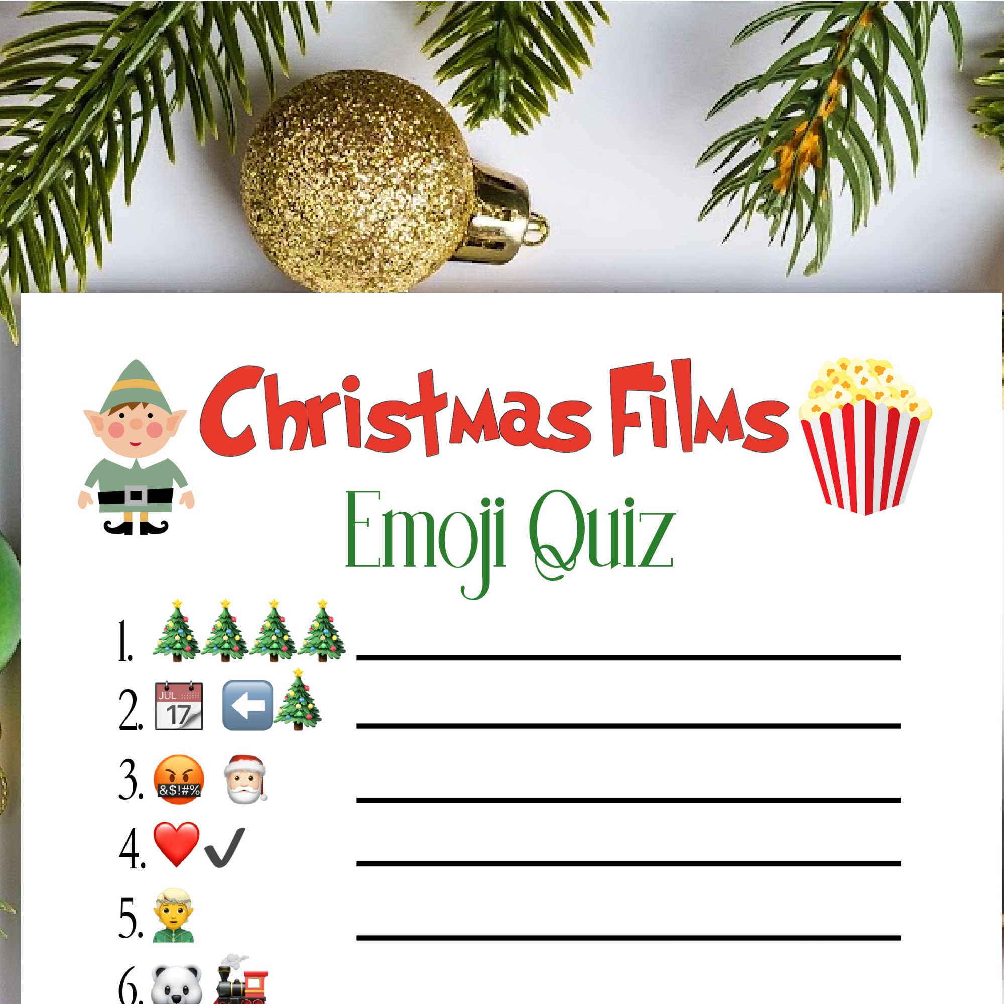 Christmas Movie Emoji Quiz | Christmas Printable Game | Christmas Party ...