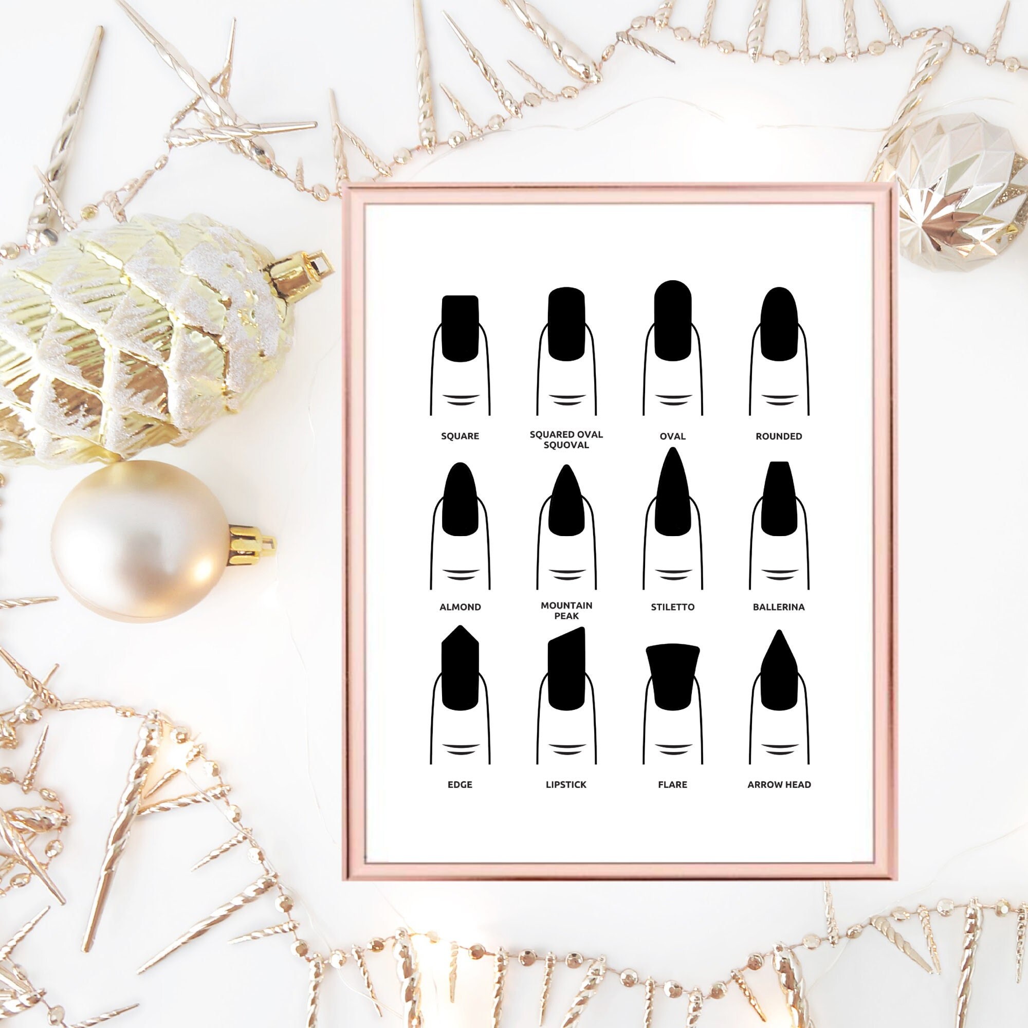 Nail Shapes Instant Digital Download Monochrome/ Black and - Etsy