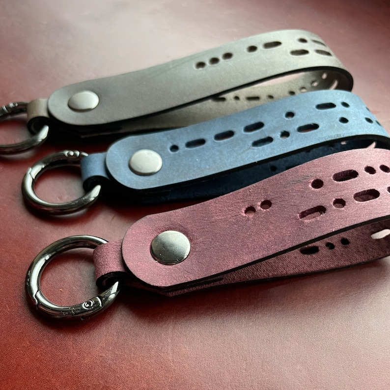 Morse Code Key Fob With Carabin, Leather Key Chain, Personalized ...