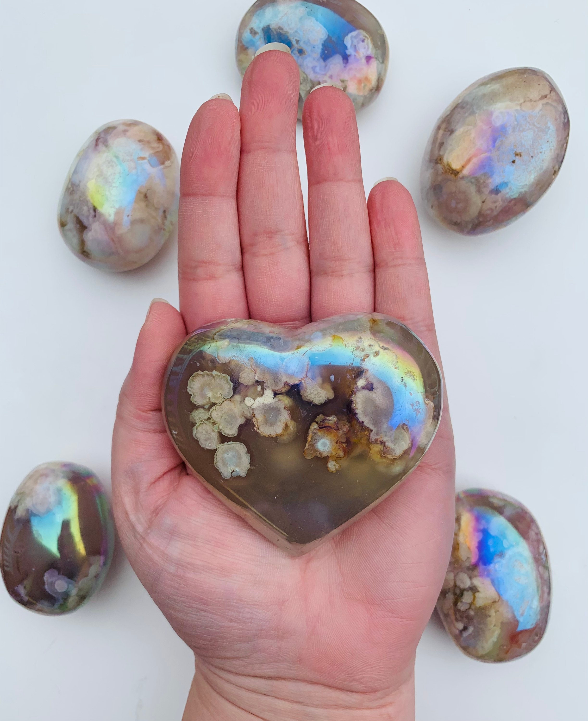 Angel Aura Flower Agate Hearts Flower Agate Aura Hearts - Etsy
