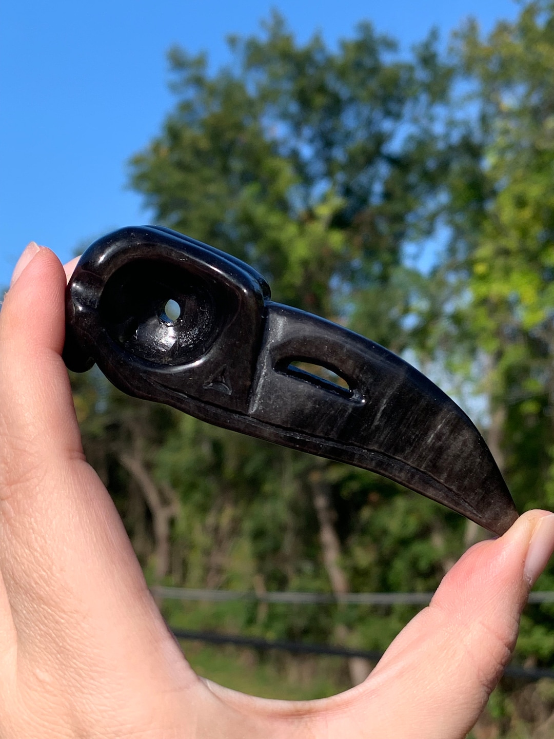 Raven Skull Obsidian Silver Sheen | Raven Head | Crow Skull | Obsidian ...