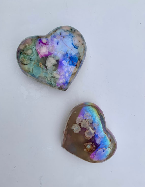 Angel Aura Flower Agate Hearts Flower Agate Aura Hearts | Etsy