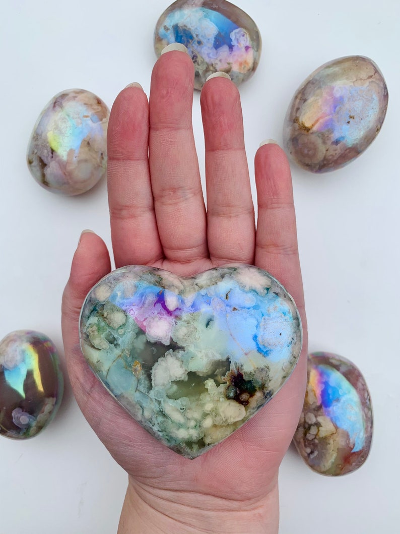 Angel Aura Flower Agate Hearts Flower Agate Aura Hearts - Etsy