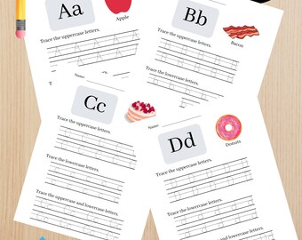 Alphabet Tracing Letters, 26 Pages A-Z Upper and Lower Case Letters - Etsy