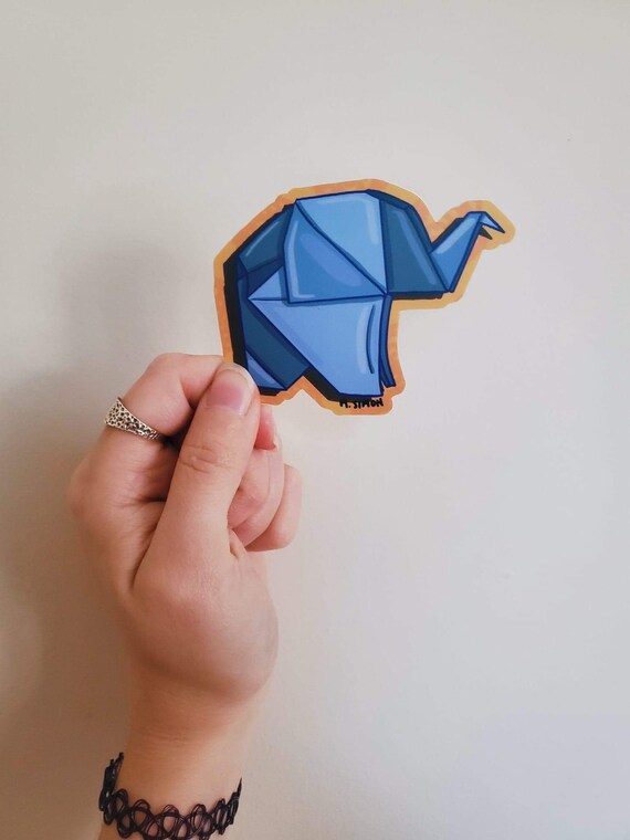 Origami Elephant Sticker Laptop Decal Handmade Stickers - Etsy