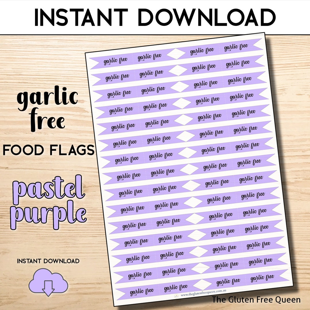 PRINTABLE Garlic Free Flags, Garlic Free Sign, Garlic Allergy Pick ...