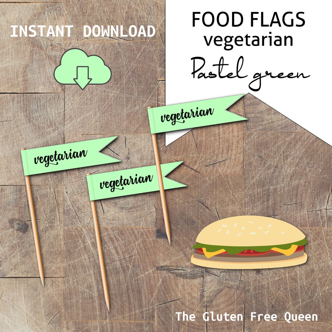 PRINTABLE Vegetarian Food Flag, Vegetarian Topper, Vegetarian Catering ...