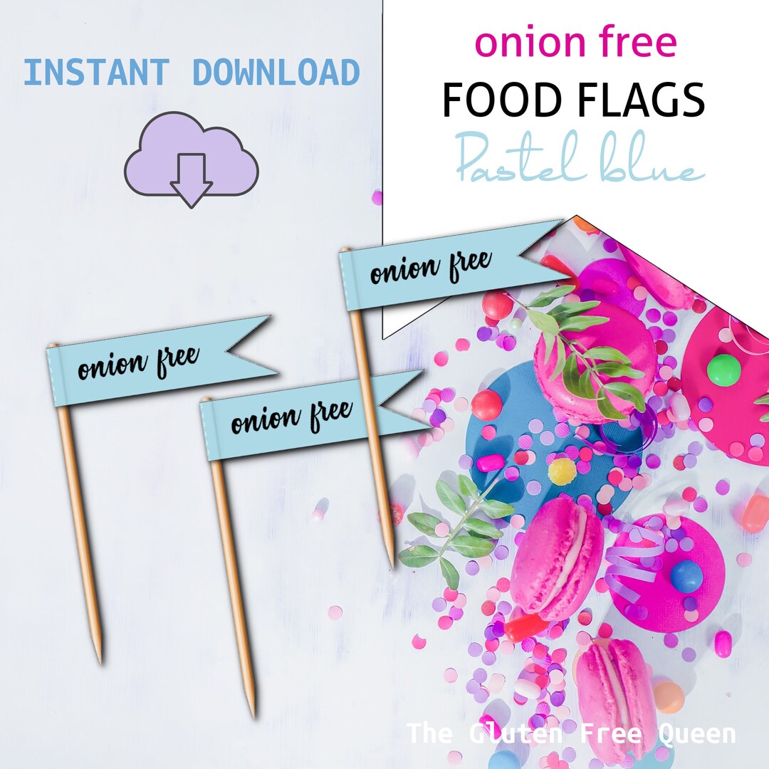 PRINTABLE Onion Free Flags, Onion Free Sign, Onion Allergy Pick, Onion ...