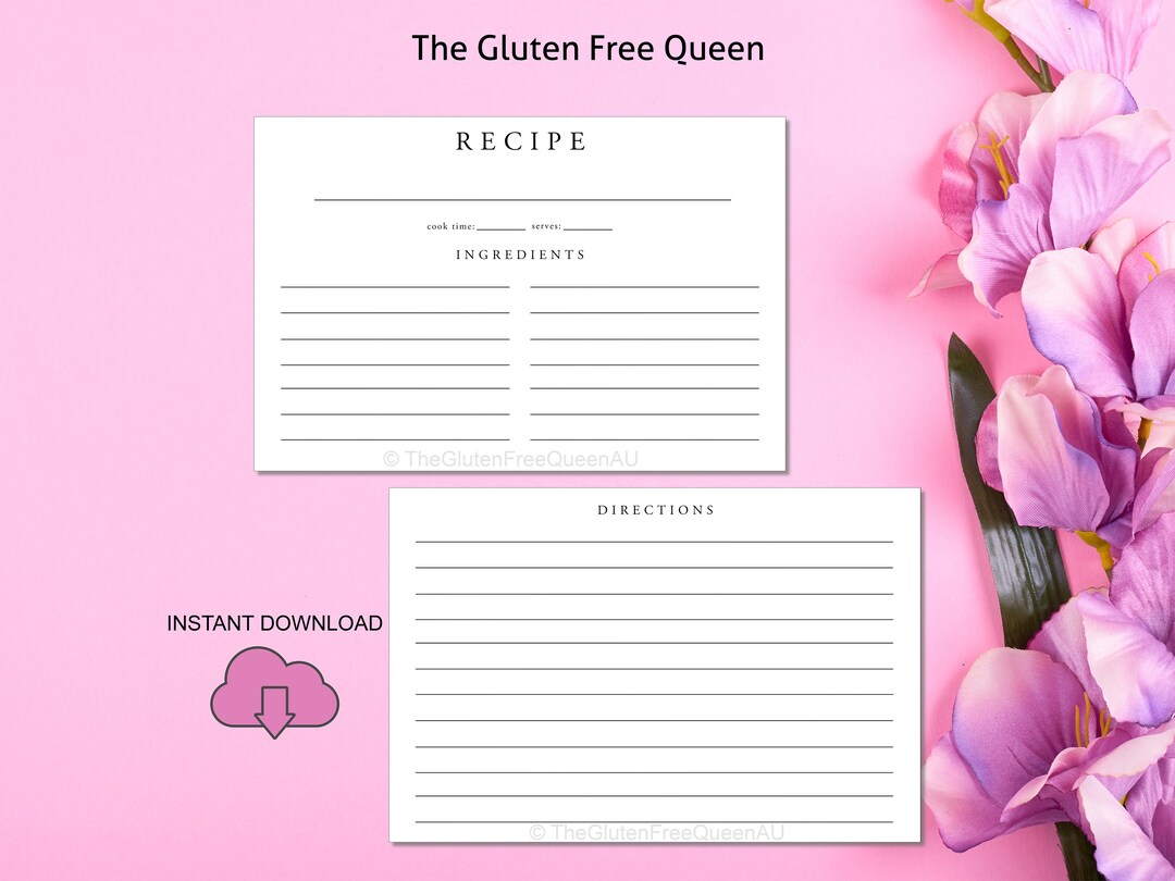 PRINTABLE Recipe Card, Blank Recipe Card, Digital Recipe Sheet ...
