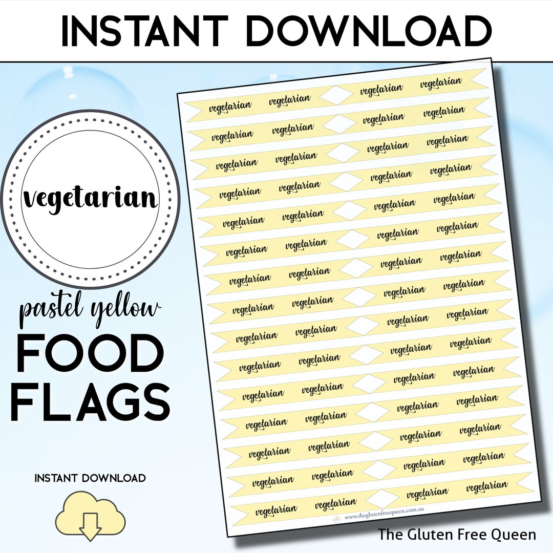 PRINTABLE Vegetarian Food Flag, Vegetarian Pick, Vegetarian Cooking ...