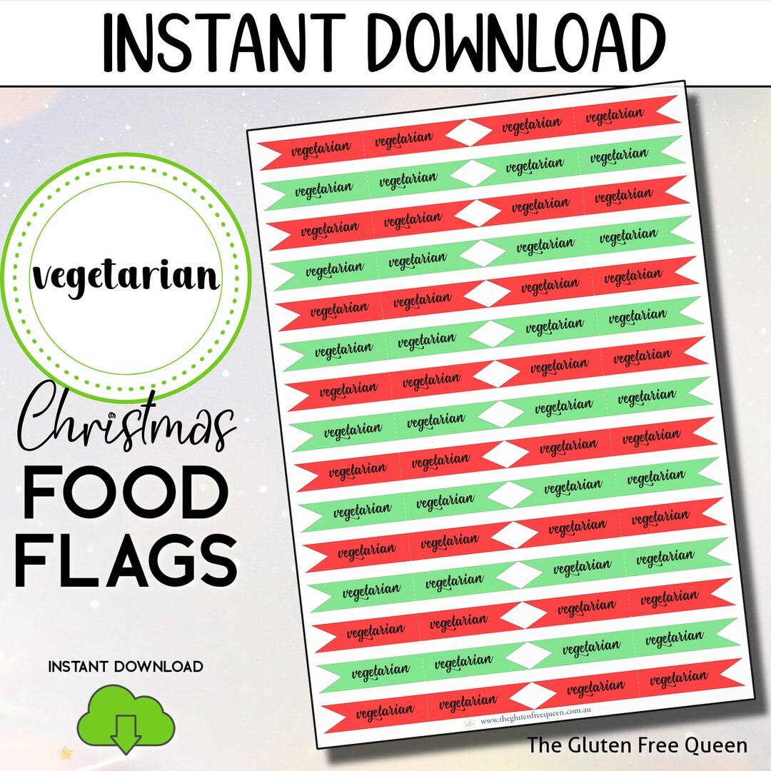 PRINTABLE Vegetarian Food Flag, Vegetarian Pick, Vegetarian Cooking ...