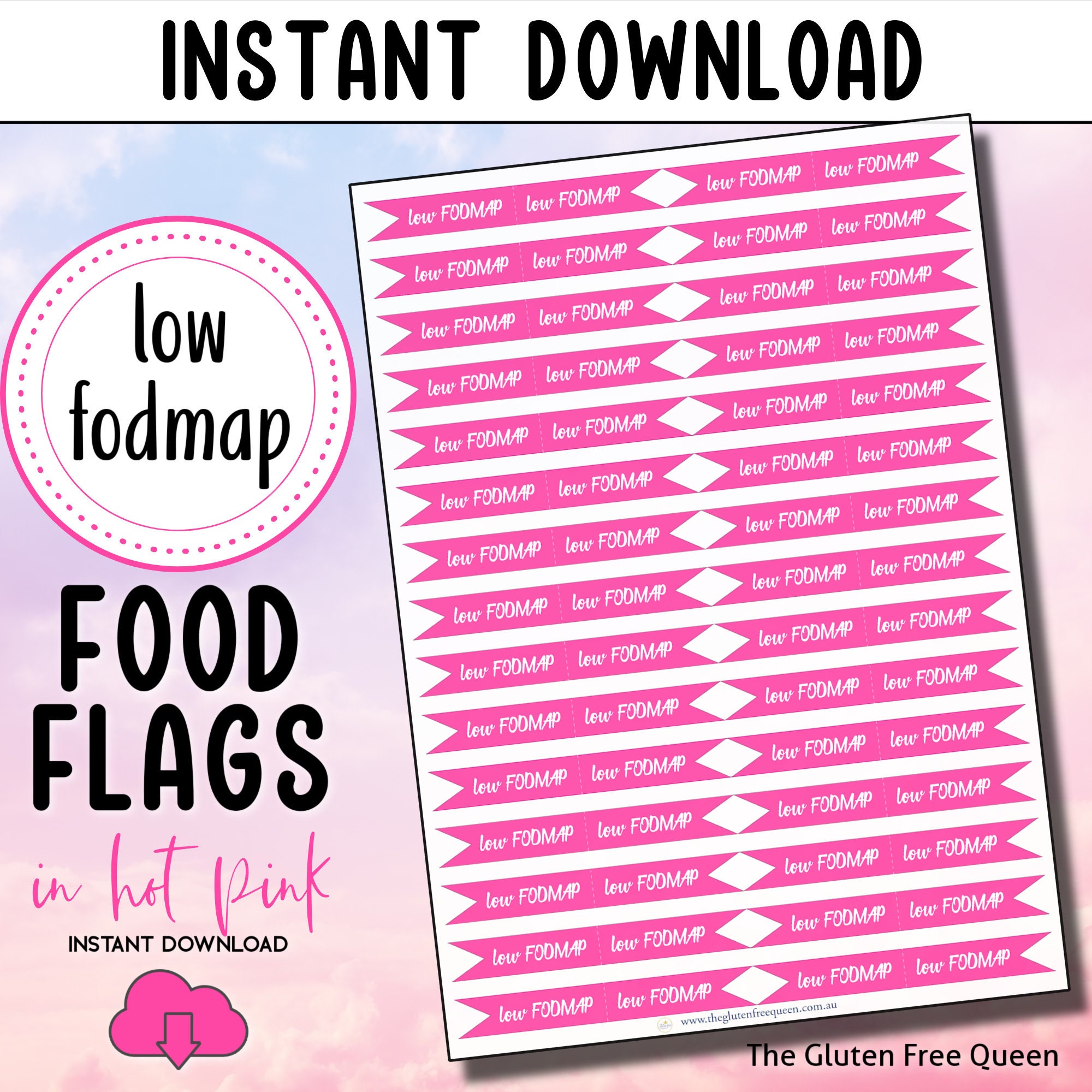 PRINTABLE Low FODMAP Flags, Low FODMAP Sign, Allergy Pick, Alert Flag ...