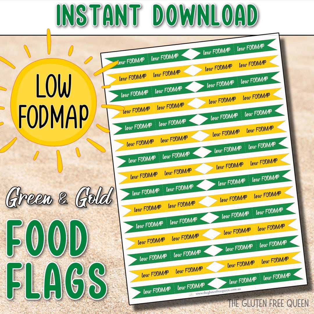 PRINTABLE Green and Gold Low Fodmap Food Flags (australia Day) - Etsy