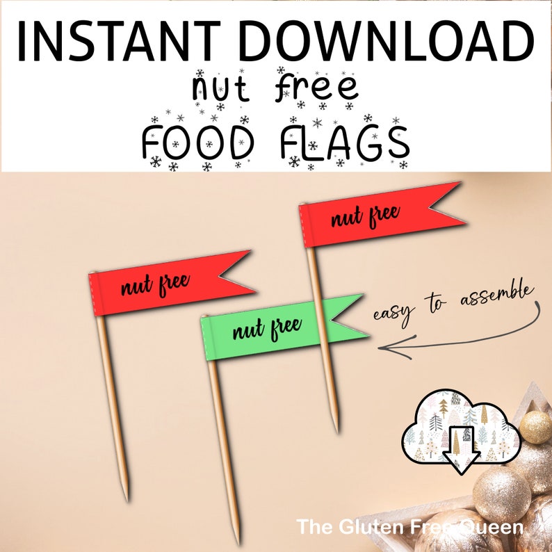 PRINTABLE Nut Free Flag, Nut Free Sign, Nut Allergy Alert Flag, Nut ...