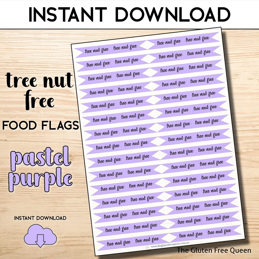 PRINTABLE Tree Nut Free Flags, Tree Nut Free Food Sign, Tree Nut ...