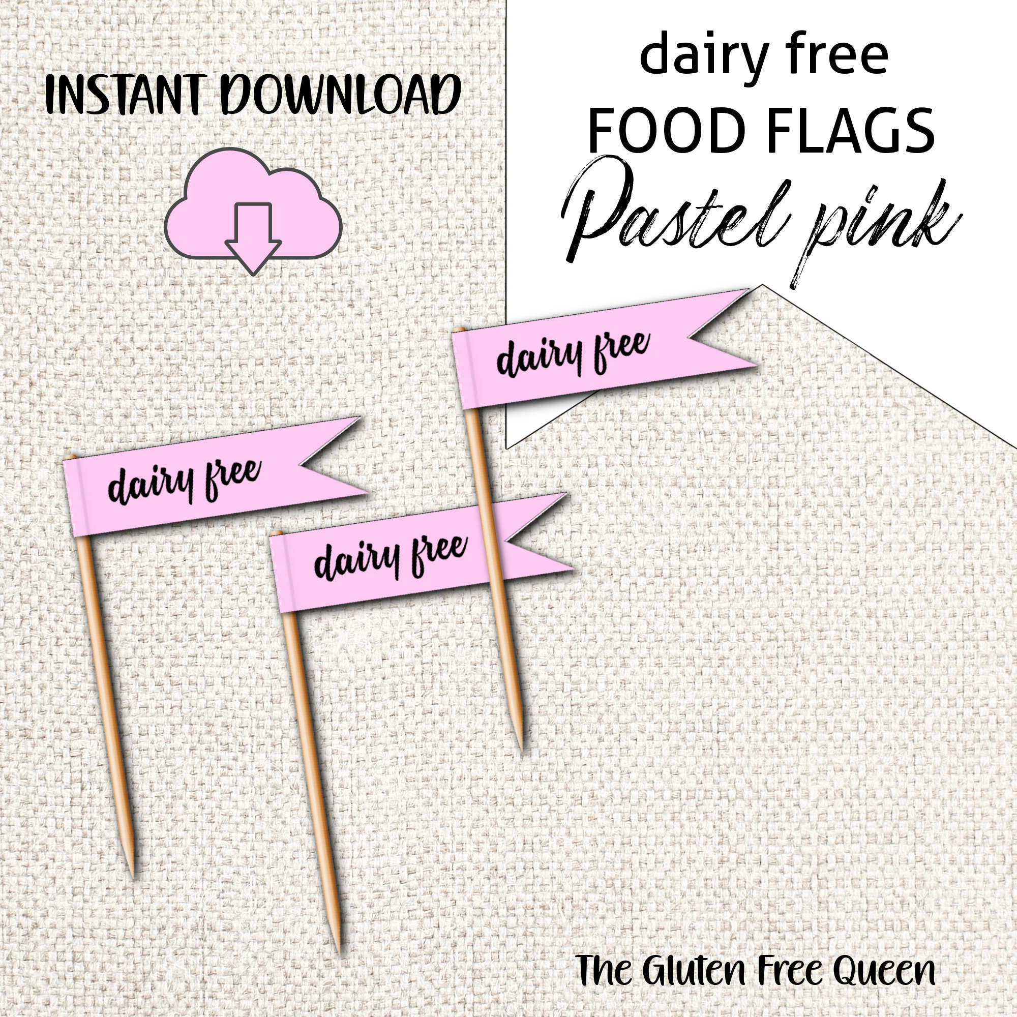 PRINTABLE Dairy Free Flags, Dairy Free Food Topper, Dairy Free Sign ...