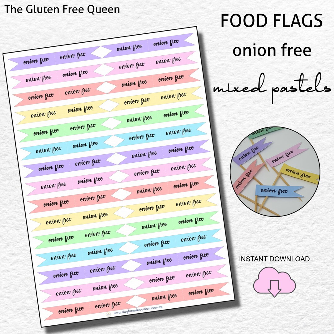 PRINTABLE Onion Free Flags, Onion Free Sign, Onion Allergy Pick, Onion ...