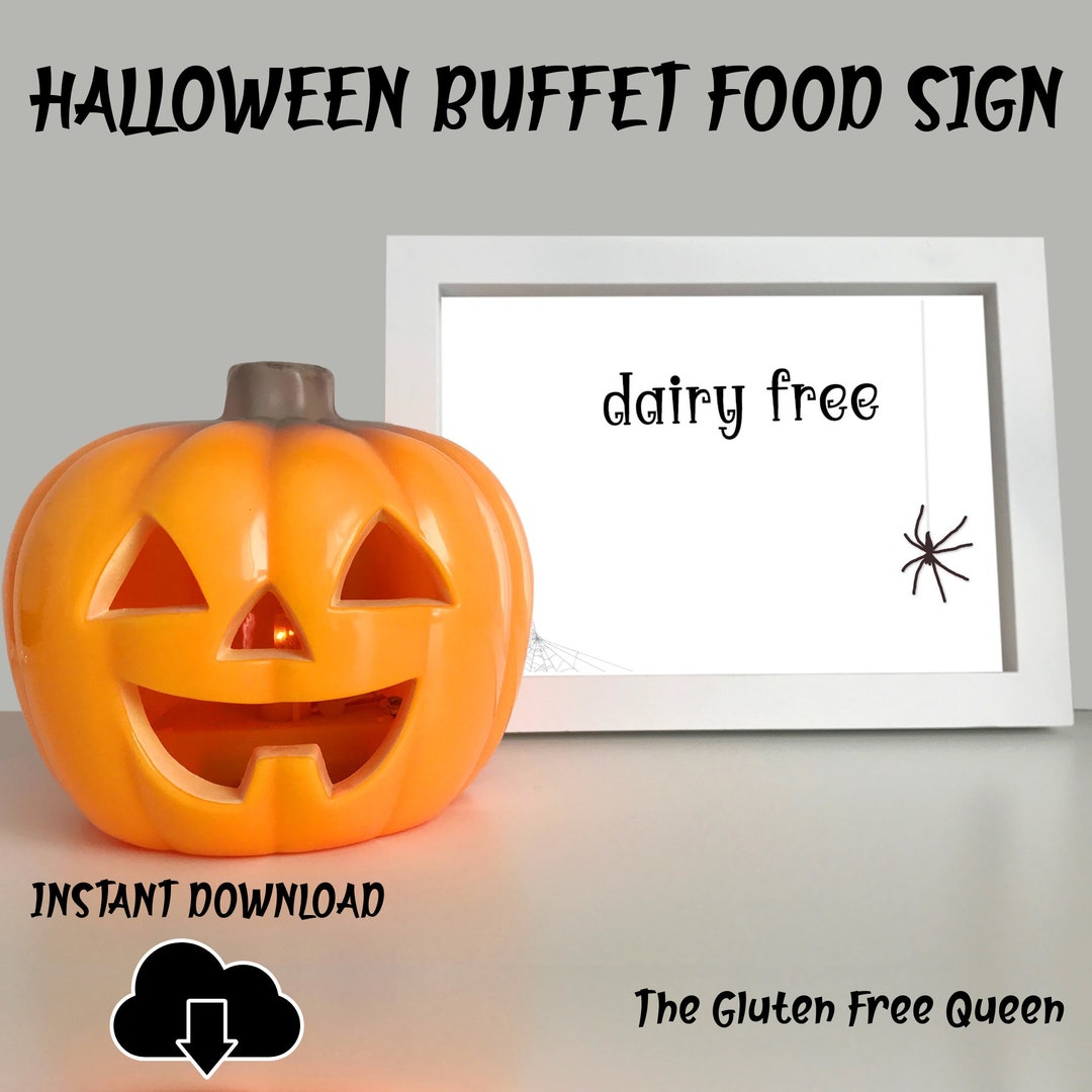 Dairy Free Halloween Buffet Food Sign, Printable Halloween Table Decor ...