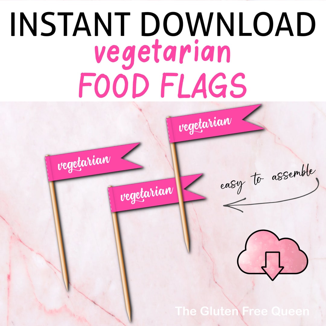 PRINTABLE Vegetarian Food Flag, Vegetarian Pick, Vegetarian Cooking ...