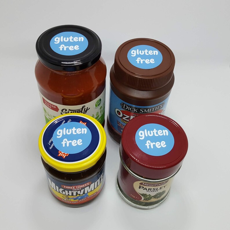 Round Gluten Free Stickers, Allergy Sticker, Coeliac Pantry, Kitchen ...