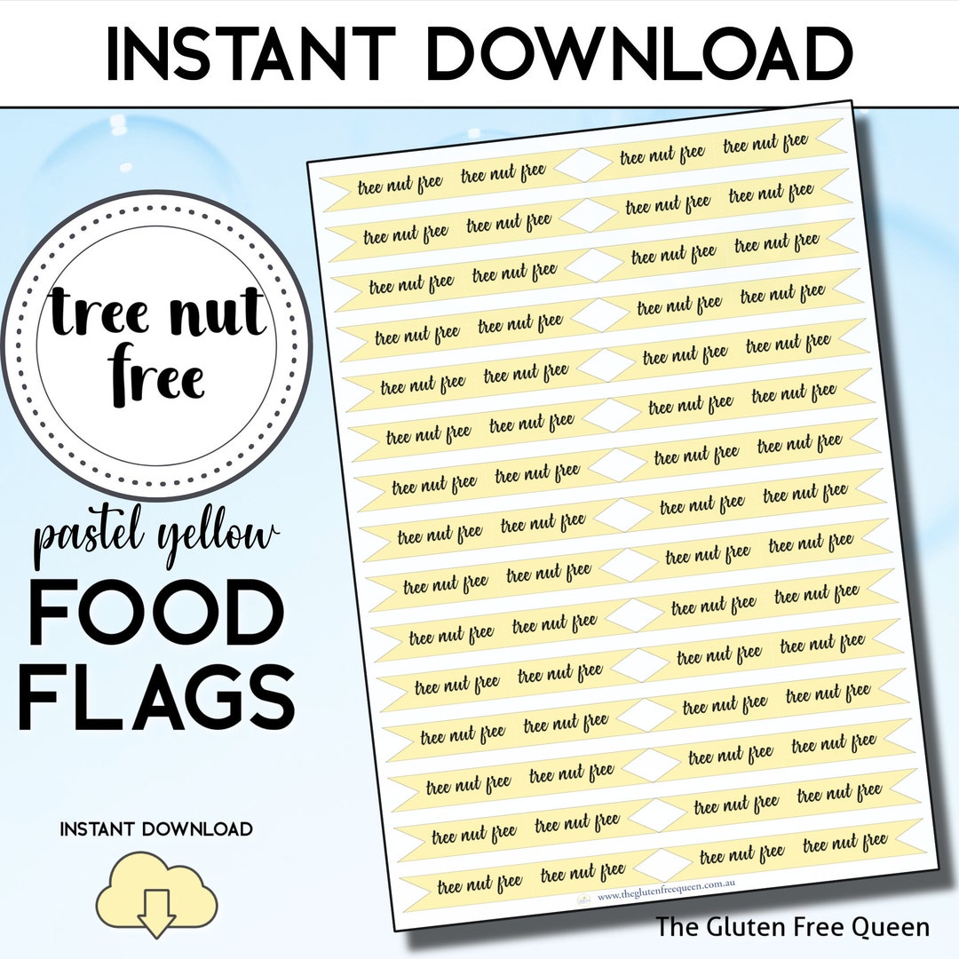 PRINTABLE Tree Nut Free Flags, Tree Nut Free Food Sign, Tree Nut ...