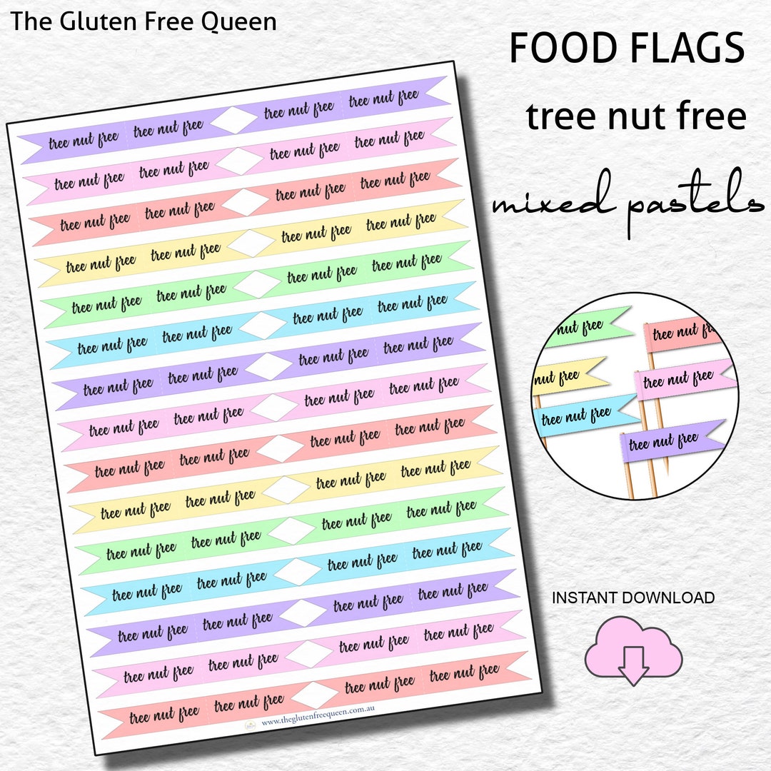 PRINTABLE Tree Nut Free Flags, Tree Nut Free Food Sign, Tree Nut ...