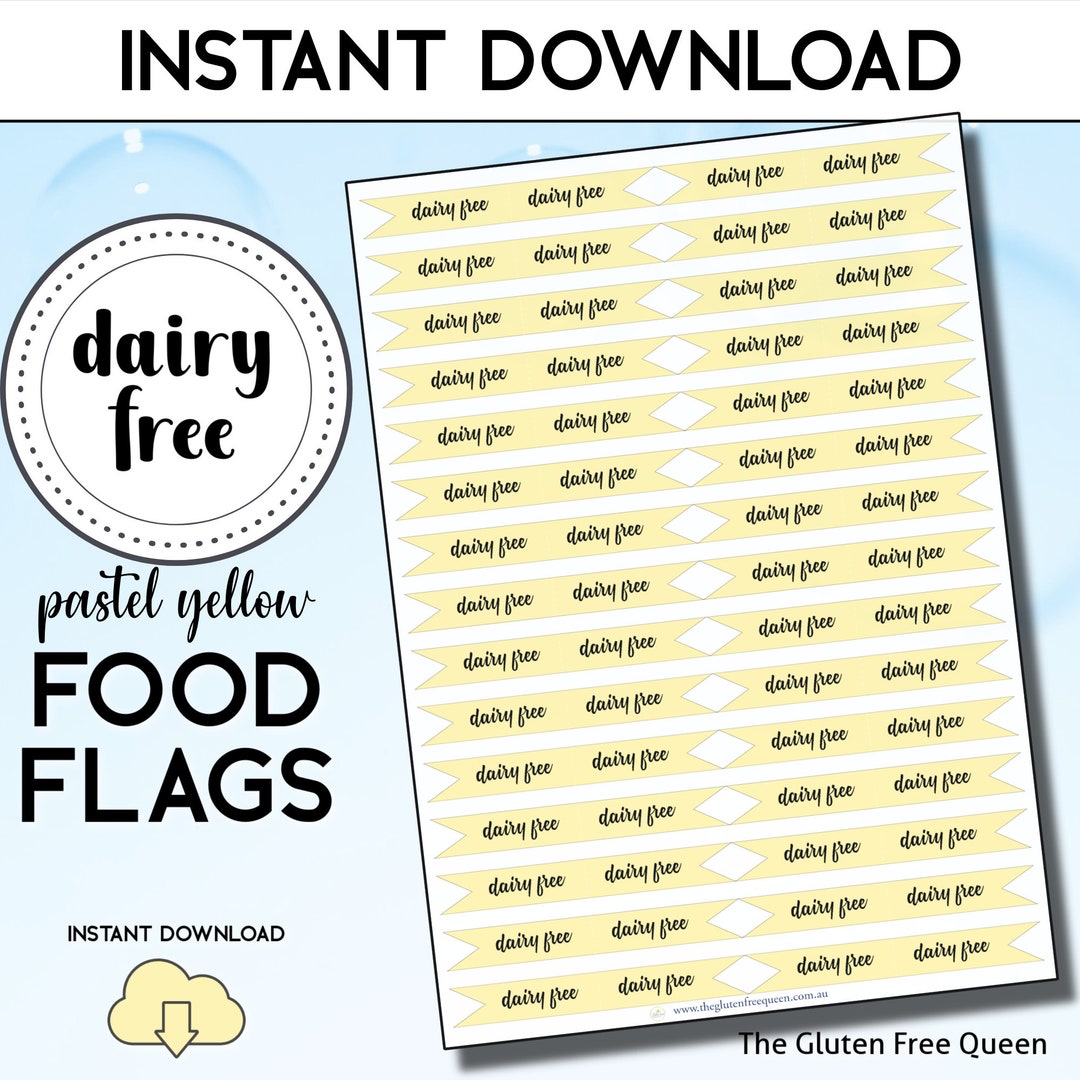 PRINTABLE Dairy Free Flags, Dairy Free Food Topper, Dairy Free Sign ...