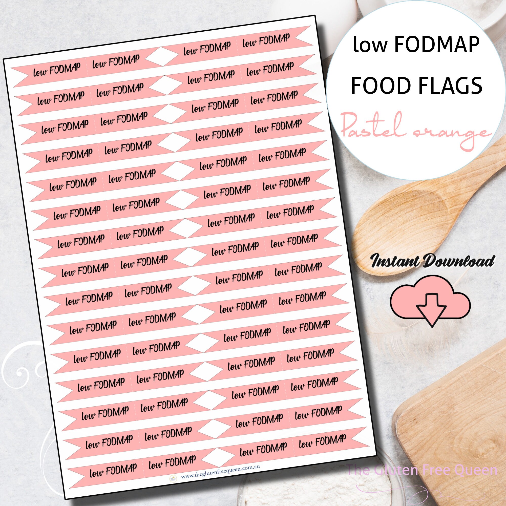 PRINTABLE Low FODMAP Flags, Low FODMAP Sign, Allergy Pick, Alert Flag ...